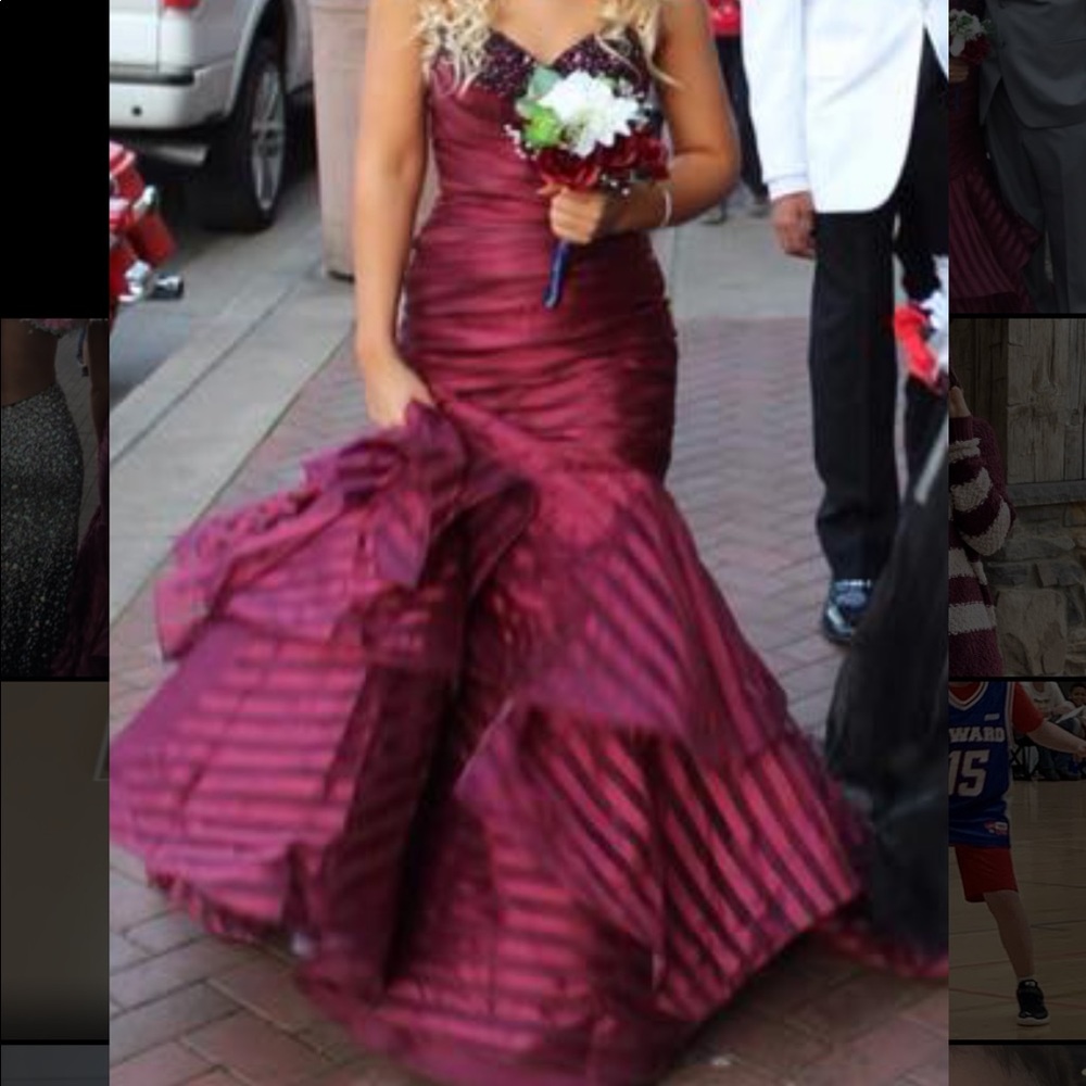 Maroon Mermaid Prom Dress - Gem
